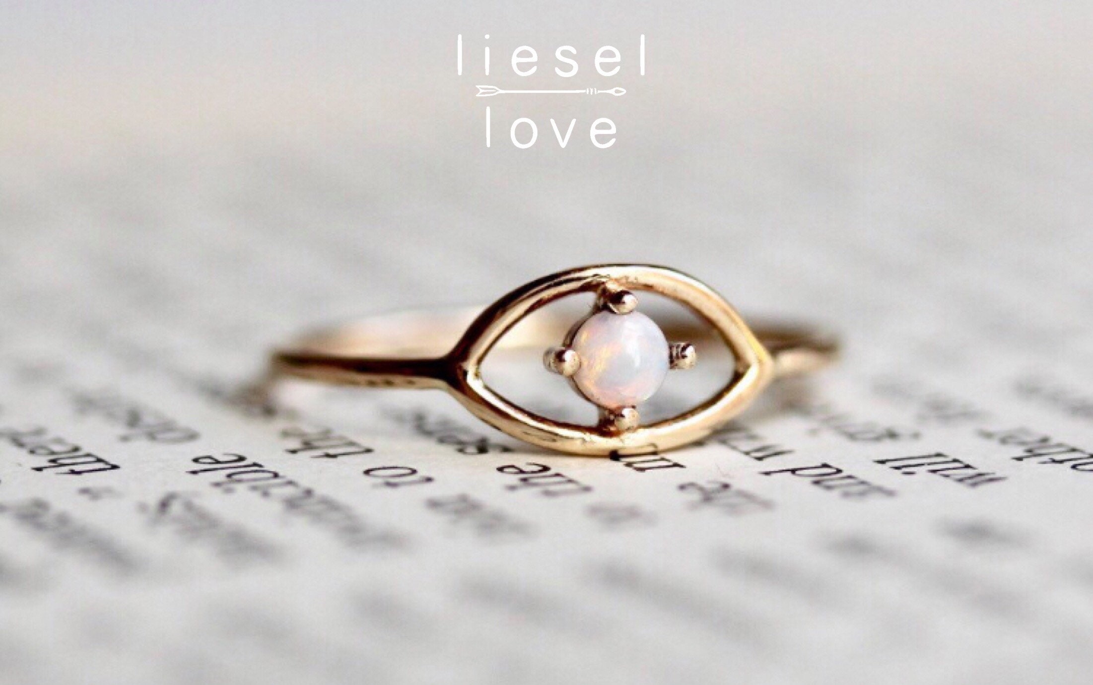 14K Gold Opal Evil Eye Ring