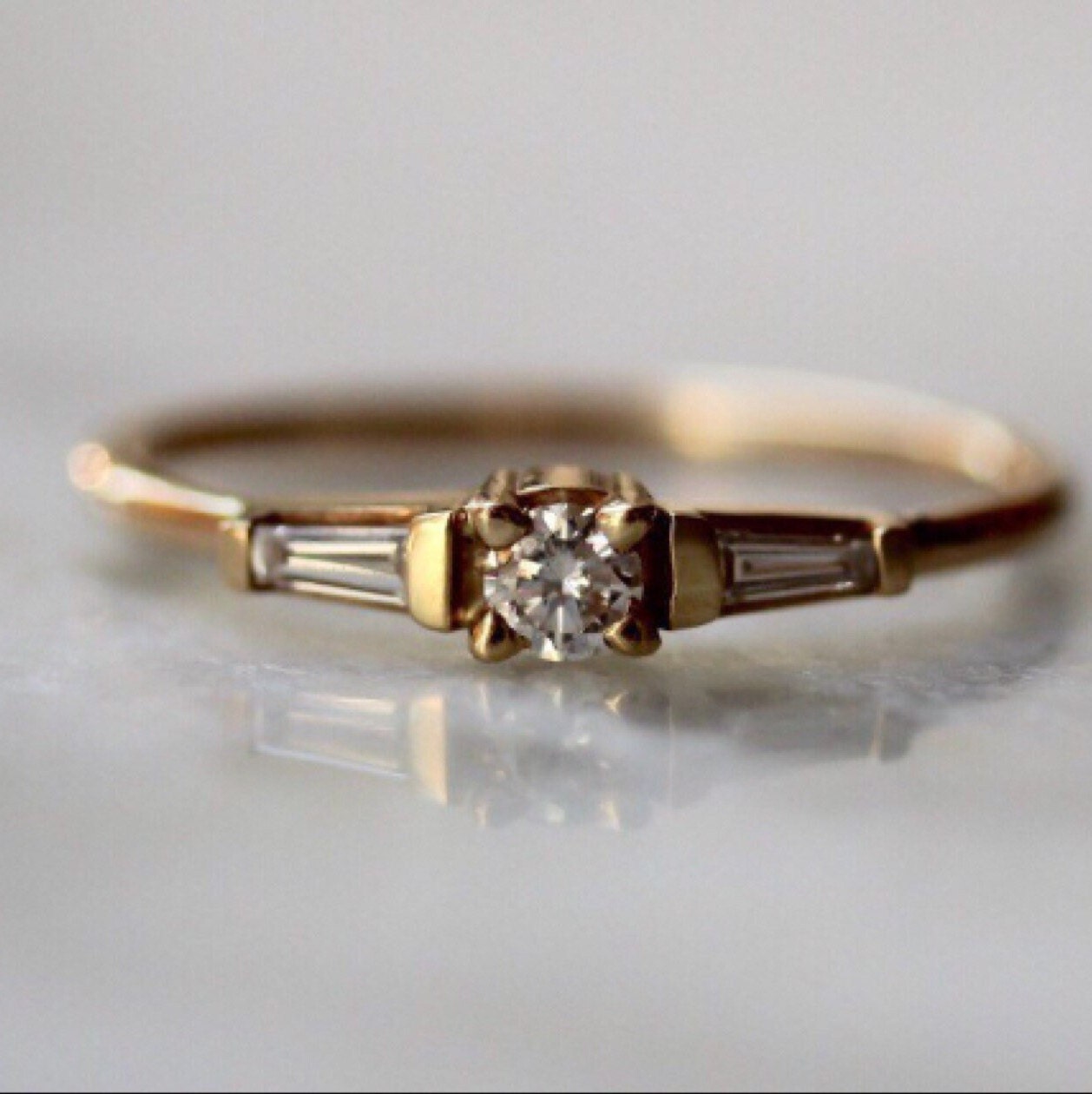 14K Gold Diamond Heirloom Engagement Ring