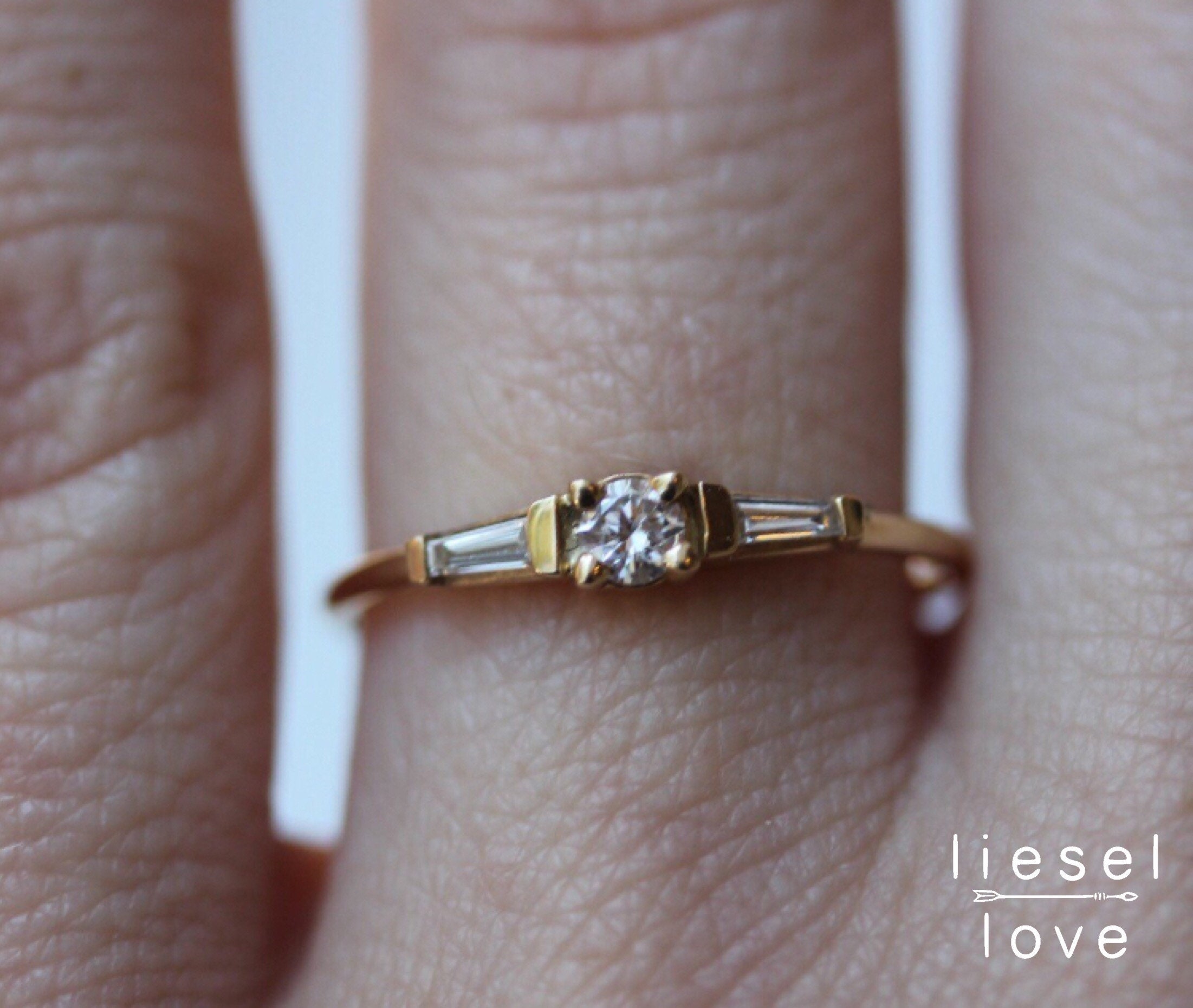 14K Gold Diamond Heirloom Engagement Ring