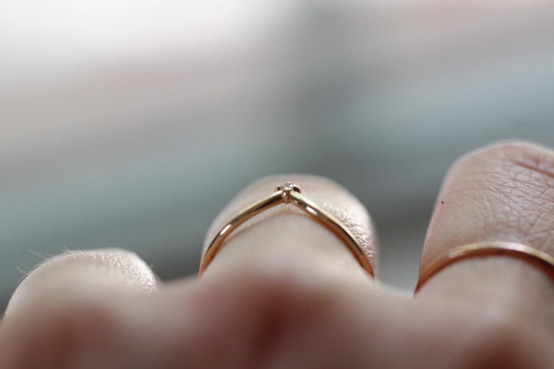 14K Gold swoop Ring Diamond Ring Diamond Chevron - Etsy