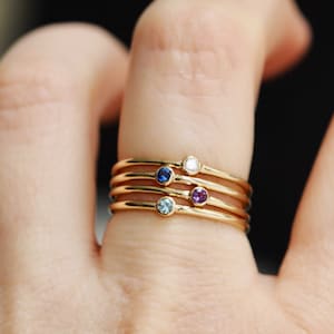 14K Gold Tiny Amethyst Ring, Purple Stone Ring, Dainty Ring, Dainty ...