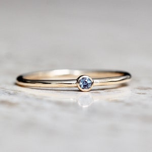 14K Gold Birthstone Ring, Solid Gold Ring, January, February, March ...