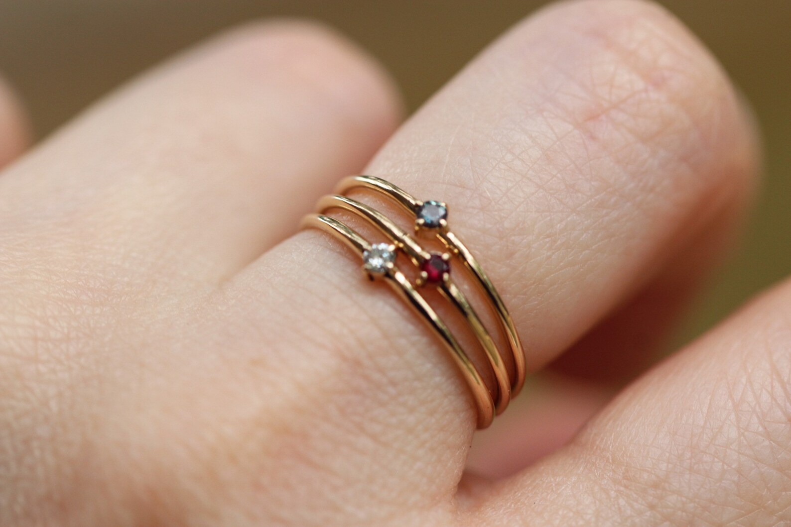 14K Gold Tiny Ruby Ring Red Stone Ring Burgundy Stone Ring - Etsy