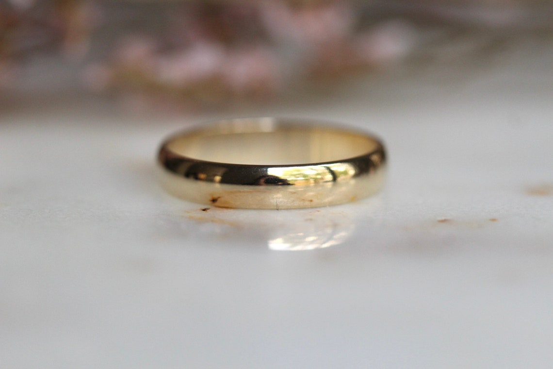 4mm Half Round Solid Gold Wedding Band, 14K Gold Band, 10K Gold Band ...