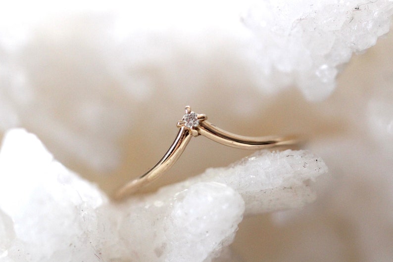 14K Gold swoop Ring Diamond Ring Diamond Chevron - Etsy
