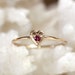 14K Gold Birthstone Heart Ring, Solid Gold Ring, January, February ...