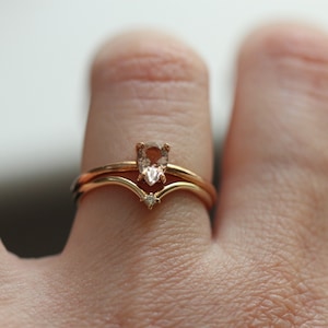 14K Gold "swoop" Ring, Diamond Ring, Diamond Chevron Ring, V Ring ...