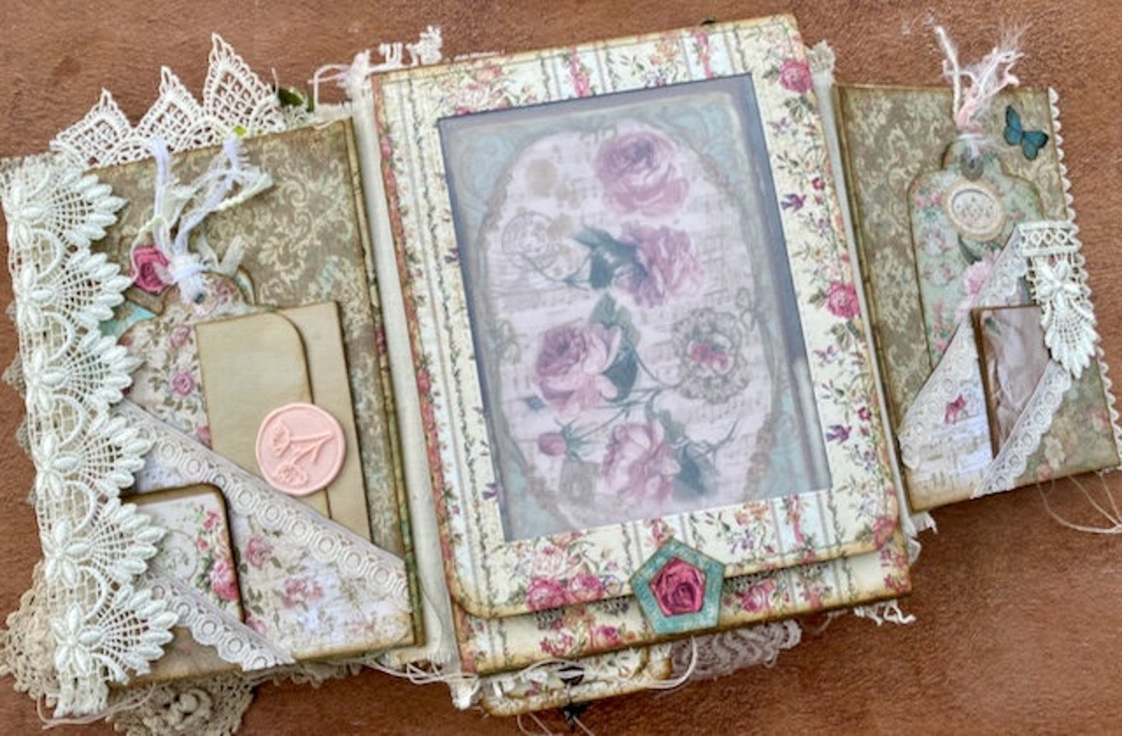 Vintage/floral/shabby Chic Layered Junk Journal Handmade One of a Kind ...