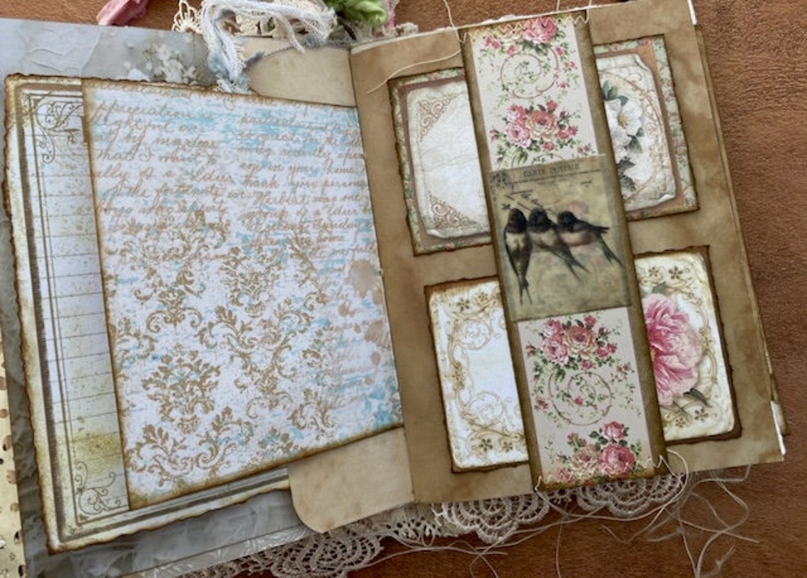 Vintage/floral/shabby Chic Layered Junk Journal Handmade One of a Kind ...