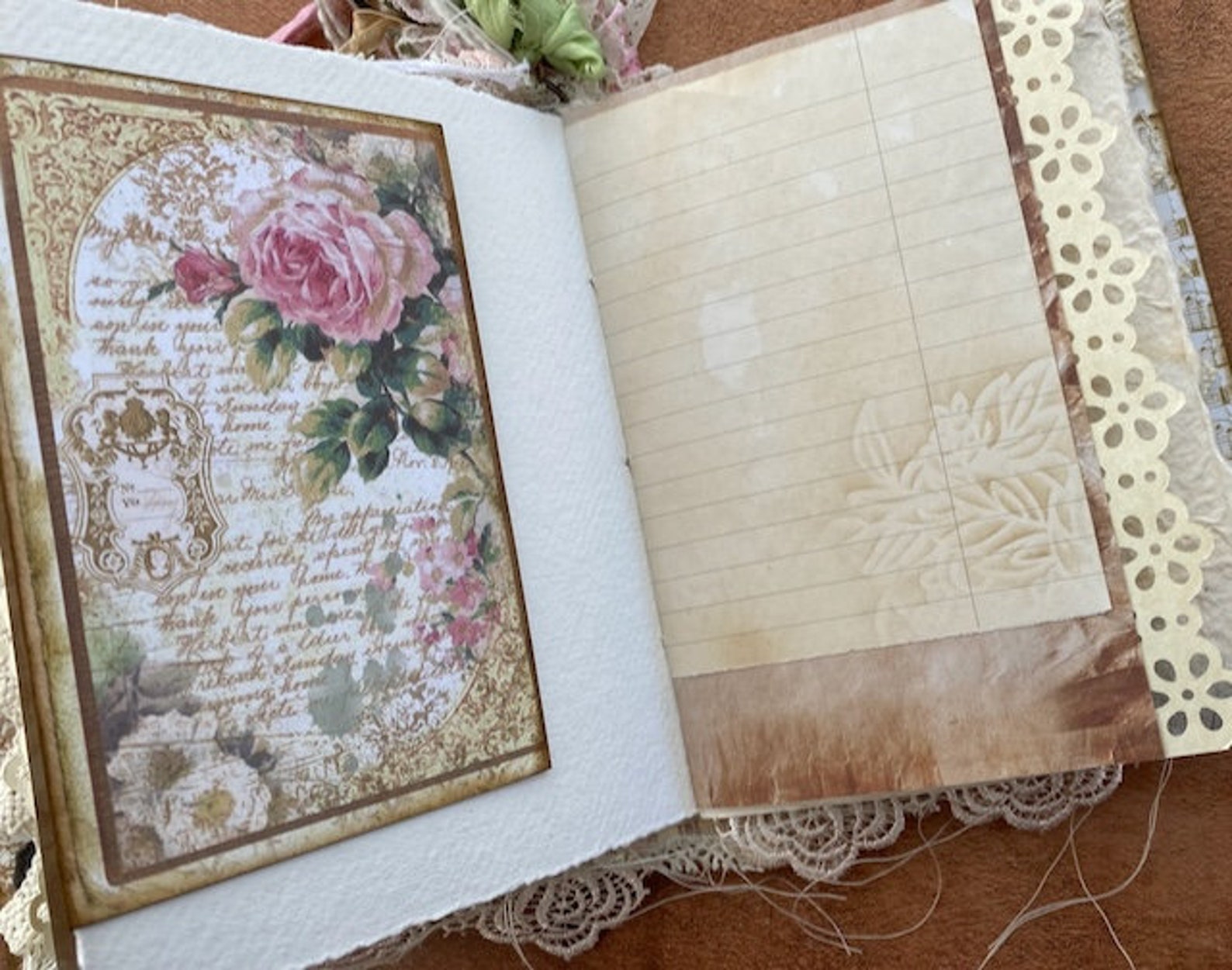 Vintage/floral/shabby Chic Layered Junk Journal Handmade One of a Kind ...