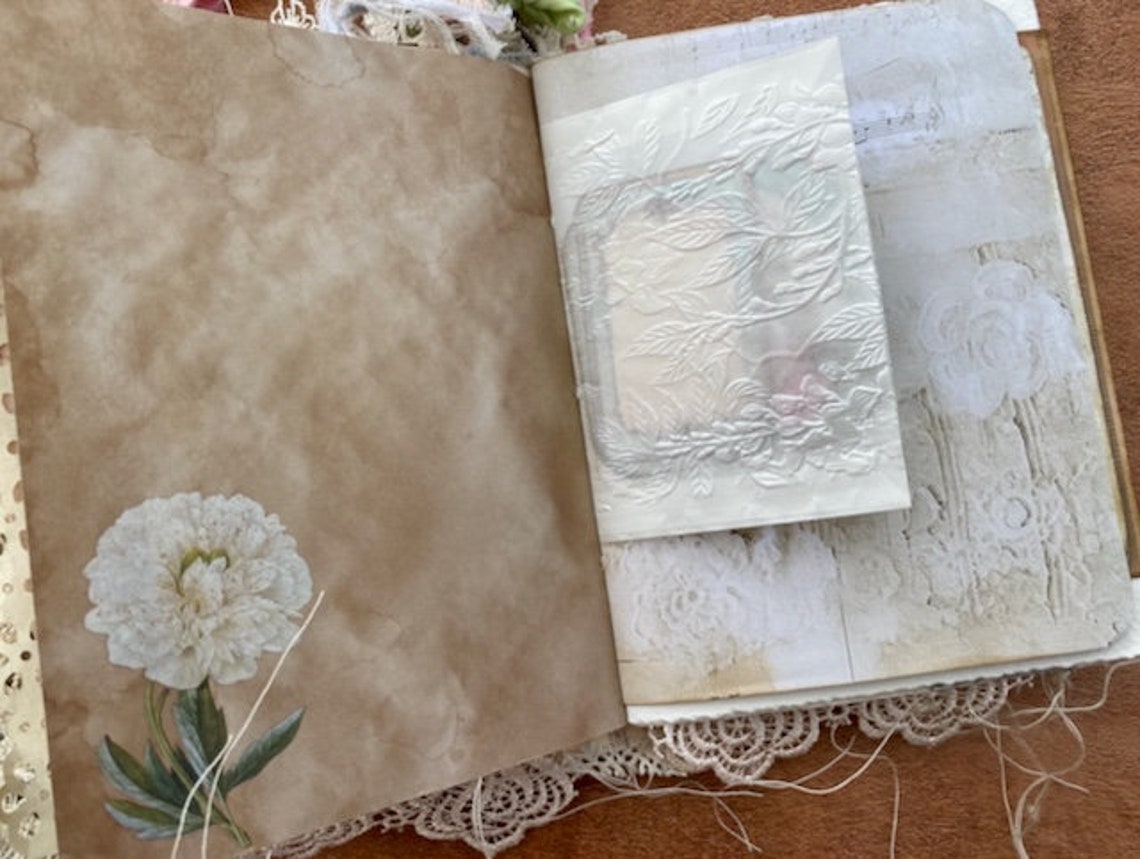 Vintage/floral/shabby Chic Layered Junk Journal Handmade One of a Kind ...