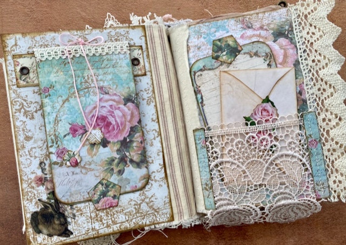 Vintage/floral/shabby Chic Layered Junk Journal Handmade One of a Kind ...