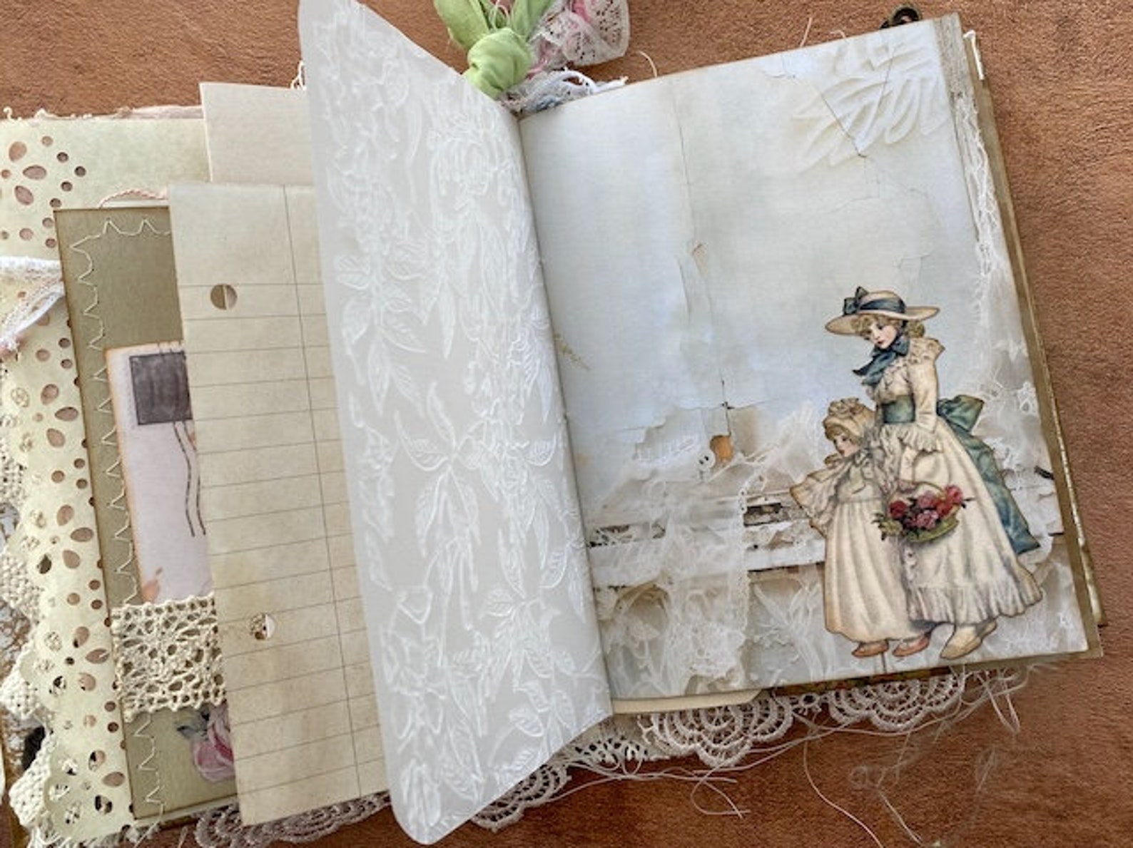 Vintage/floral/shabby Chic Layered Junk Journal Handmade One of a Kind ...