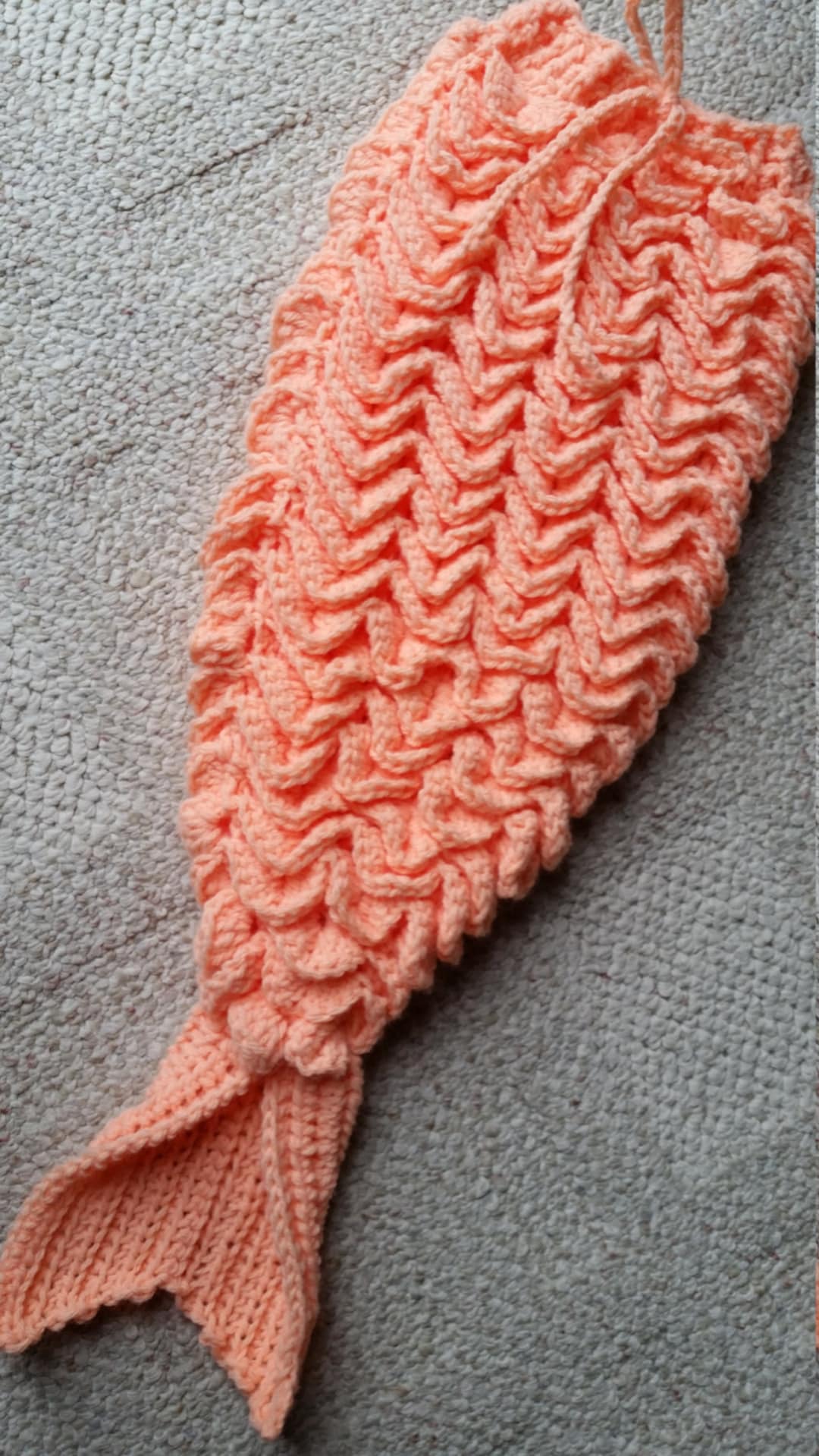 Crochet Mermaid Tail Baby Cocoon: Peach Infant Blanket, Photo Prop - Etsy