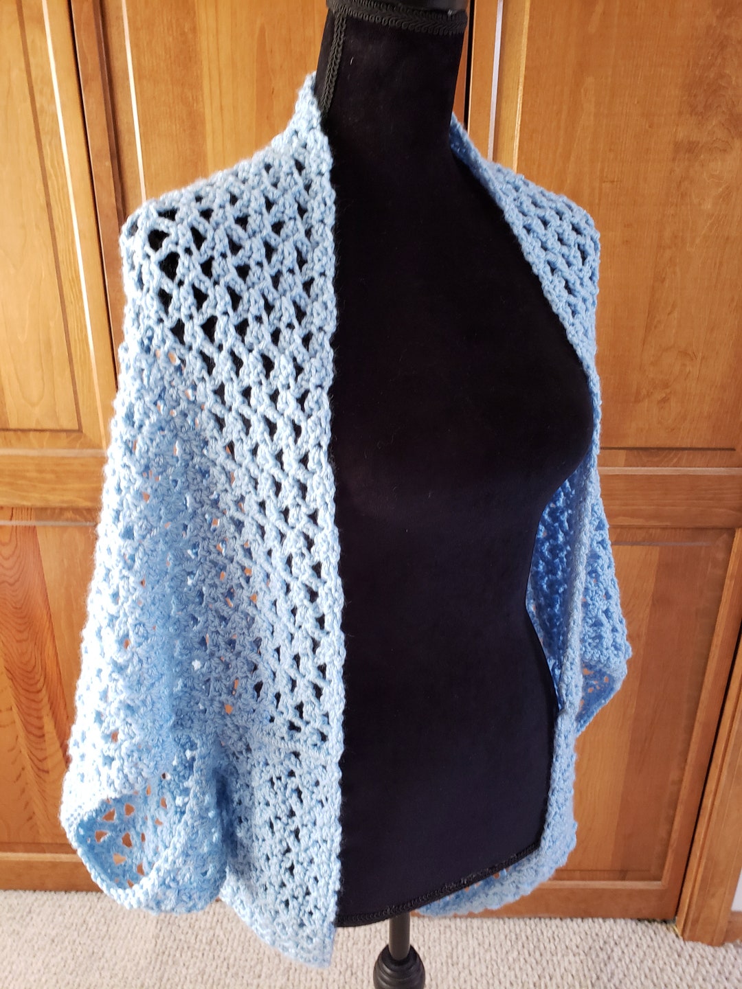 Crochet Blue Batwing Shrug: Boho Summer Shawl - Etsy