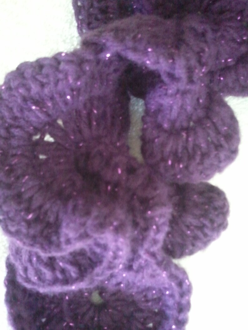 Crochet Scarf Boa Ruffled Purple Glitter Handmade - Etsy
