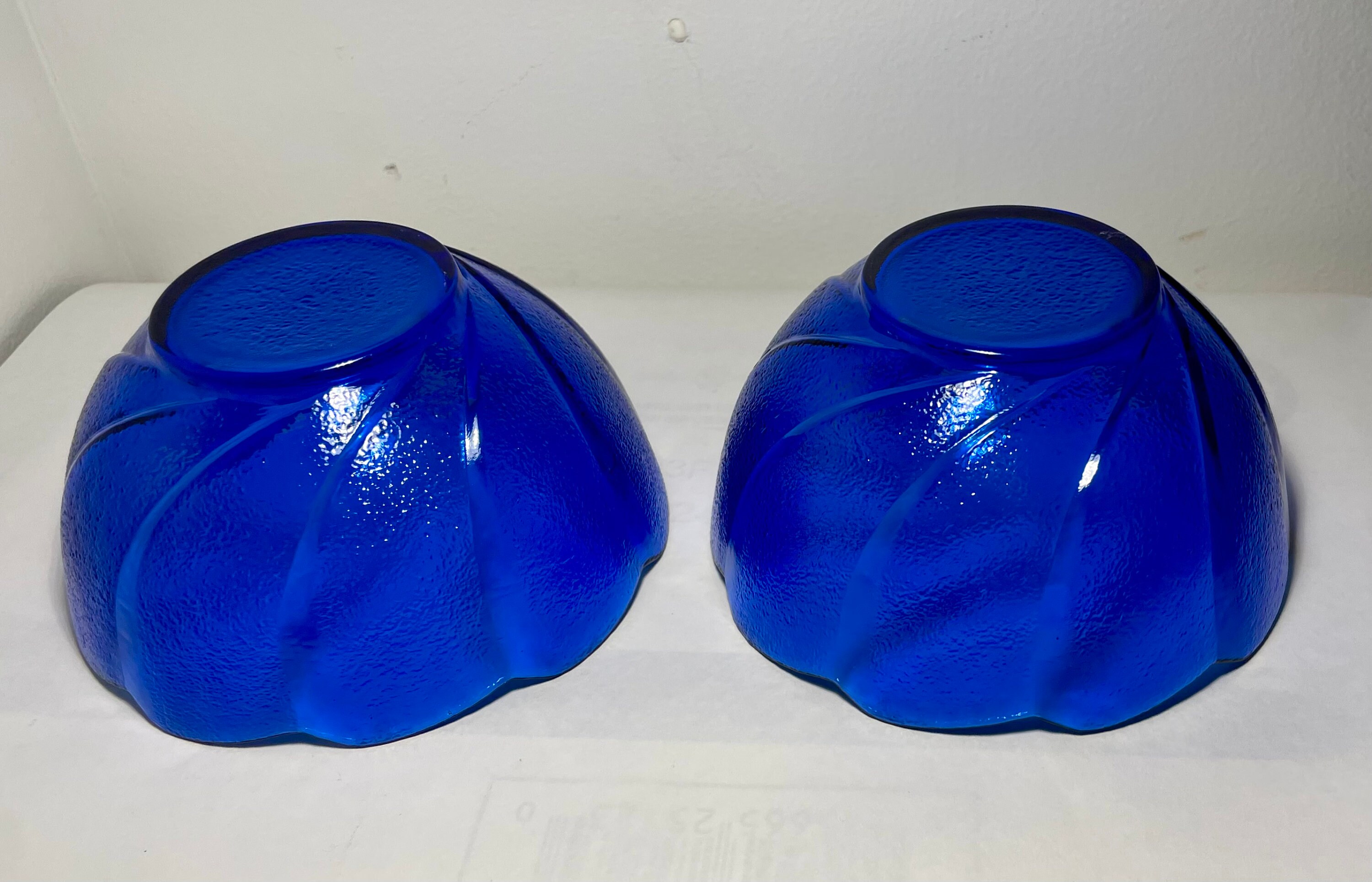 Two ARCOROC Cobalt Blue Side Bowls Salad Cereal Glass Bowls Vtg Mid ...