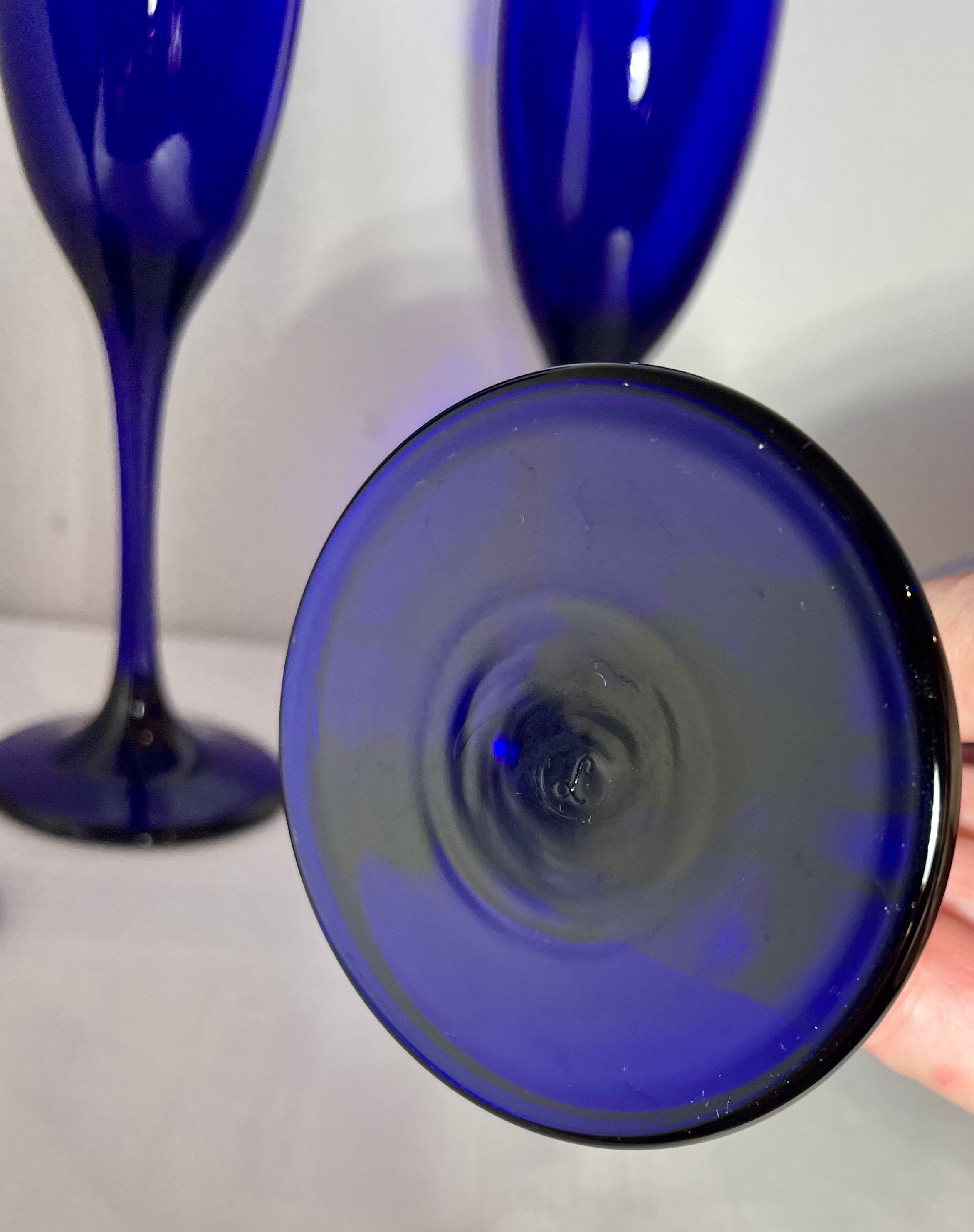 4 Libbey Cobalt Blue Champagne Flutes Vintage - Etsy