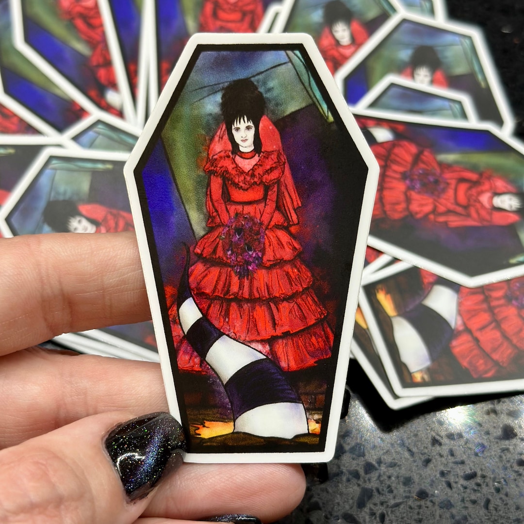 Lydia Deetz Red Wedding Dress Betelgeuse Coffin Vinyl Sticker - Etsy