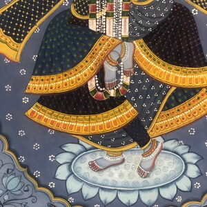 Blue Radha Krishna Love Secene Miniature Painting on Fabric , Lord ...