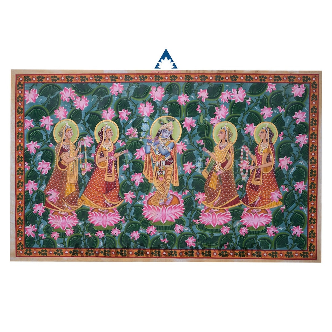 Pichwai Painting Shreenathji Darshan Krishna Hand Painted Art on Cloth ...
