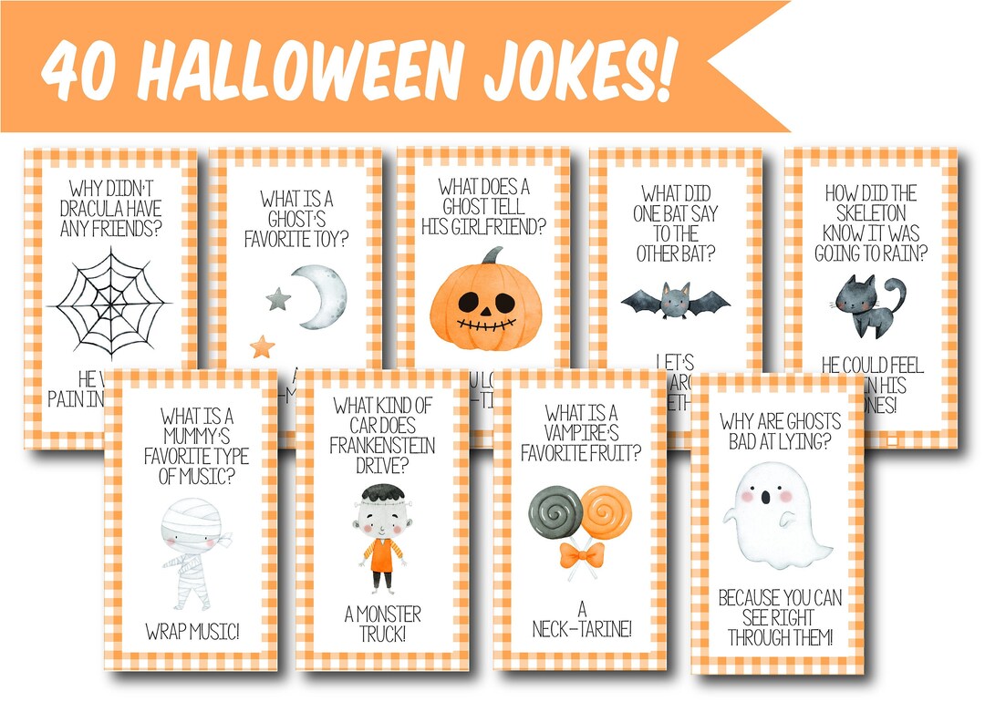 40 Halloween Joke Cards | Kids Halloween Party Favors, Trick or Treat ...