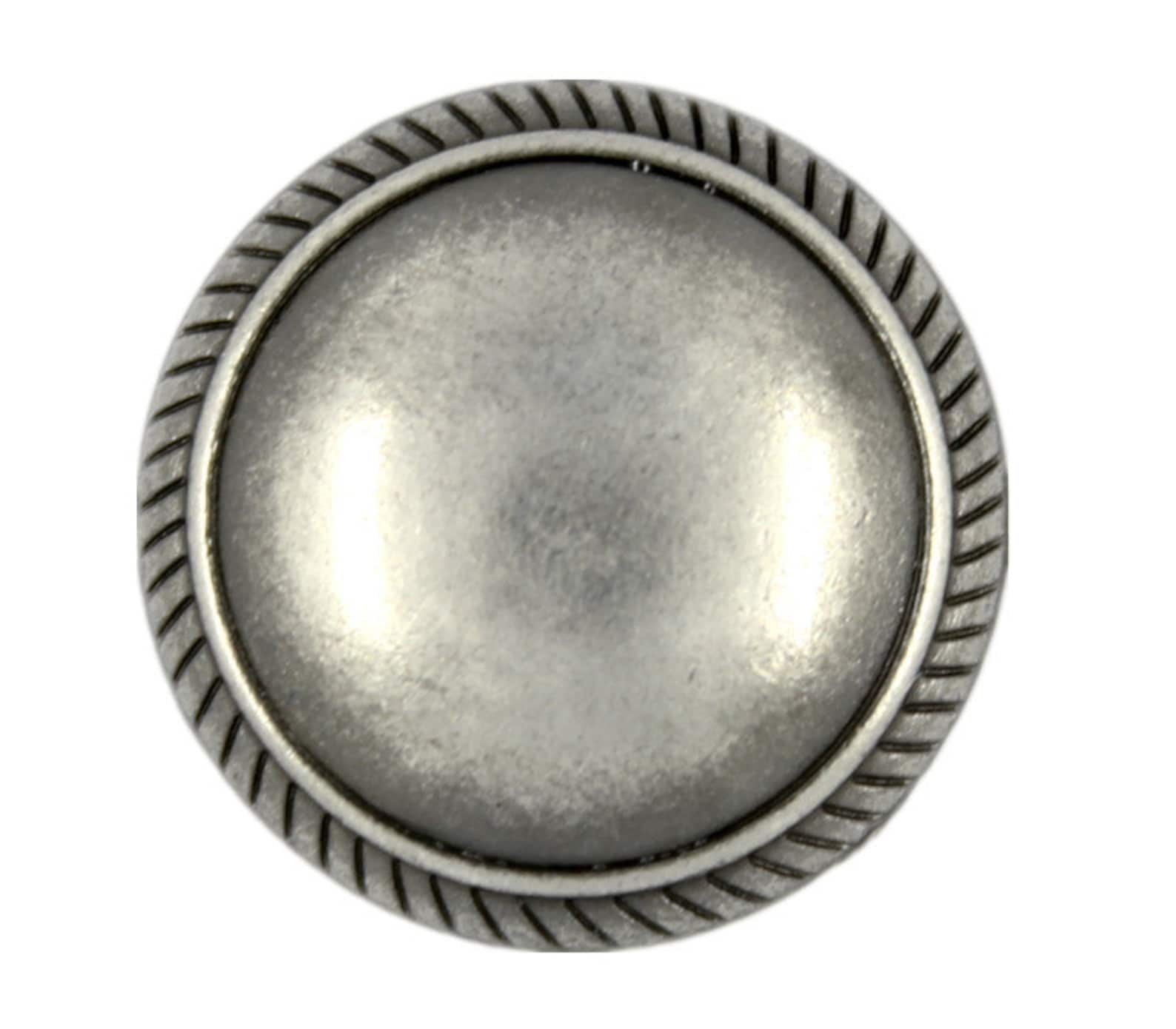 Metal Buttons - Gray Silver Roped Edge Domed Metal Shank Buttons - 23mm ...