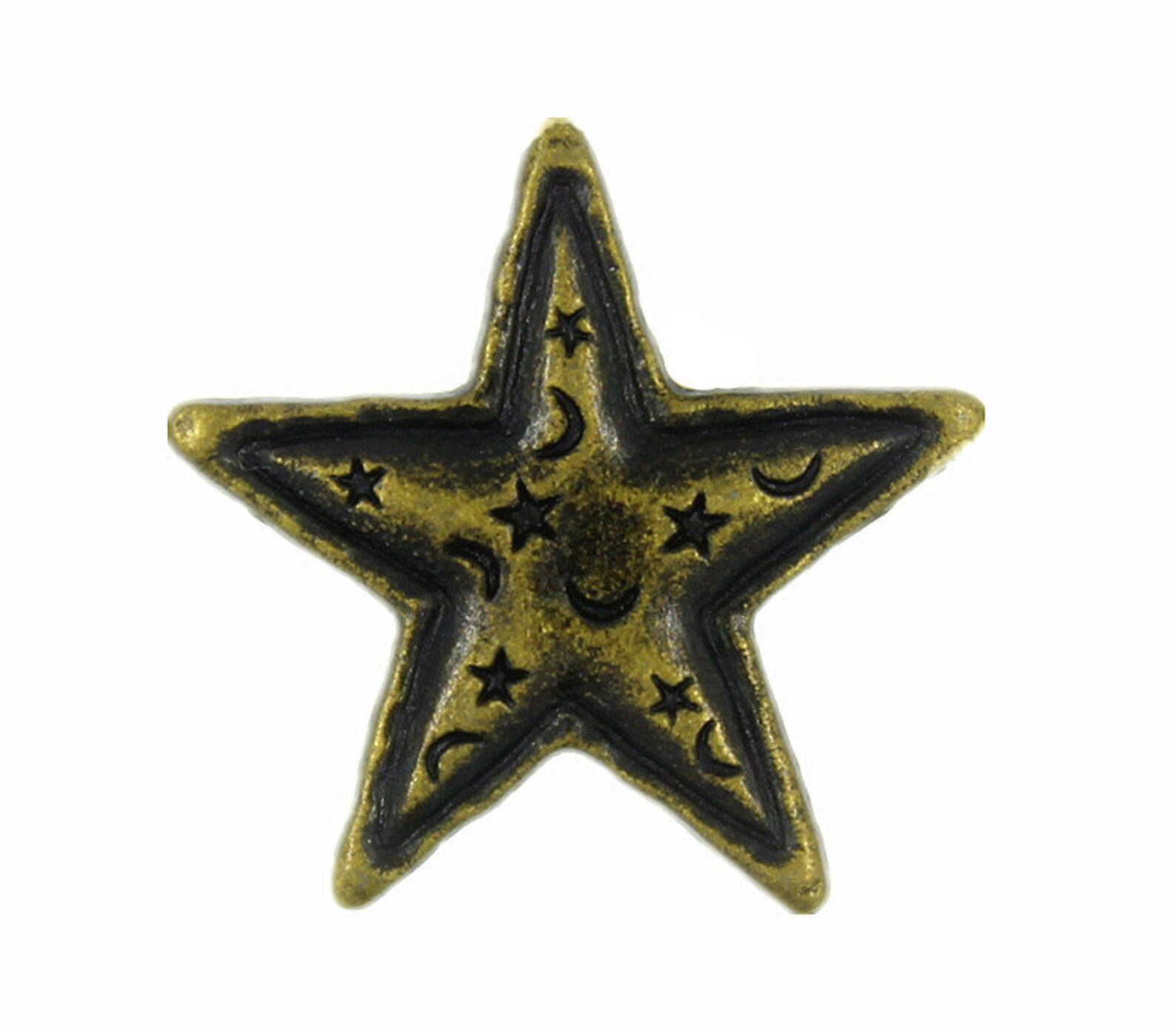 Metal Buttons - Starry Night Star Metal Shank Buttons in Antique Brass ...