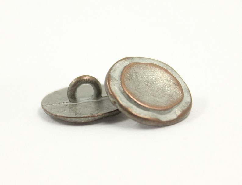 Metal Buttons - Rustic Circles Metal Shank Buttons in Copper White ...