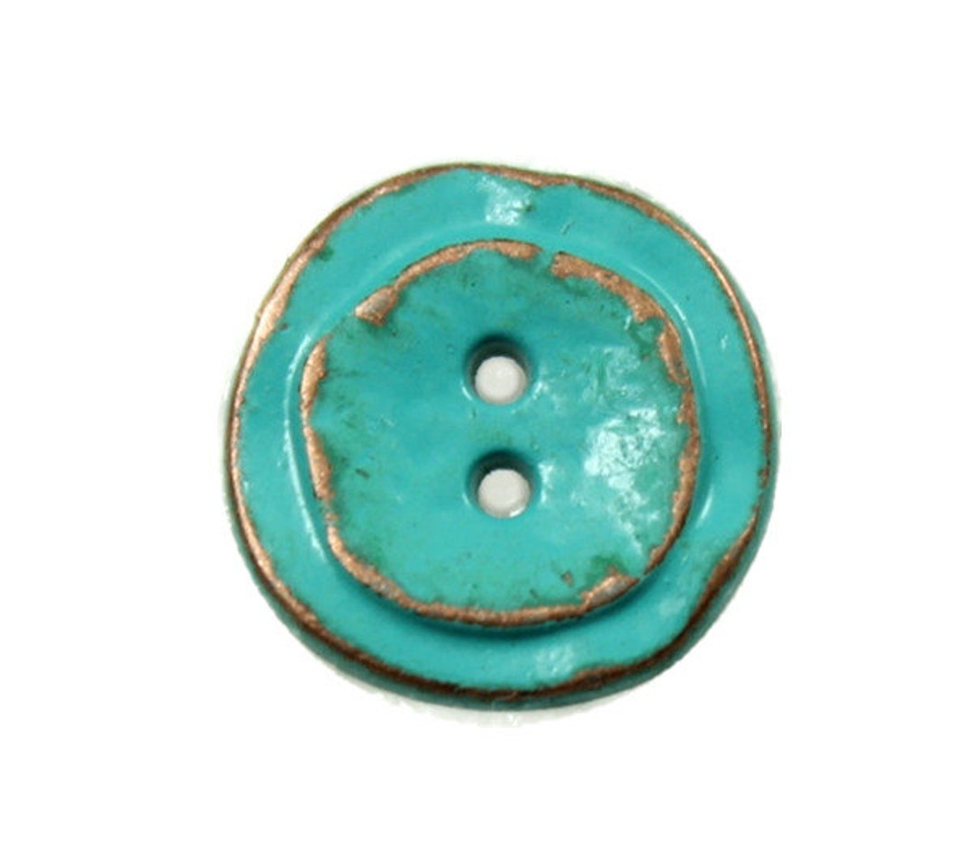 Metal Buttons - Lovely Retro Greenish Blue Metal Hole Buttons - 12mm ...