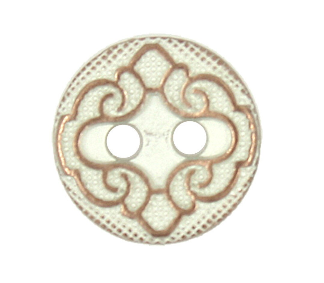 Metal Buttons - Copper Patina Floral Scroll Engraving 2 Hole Buttons ...