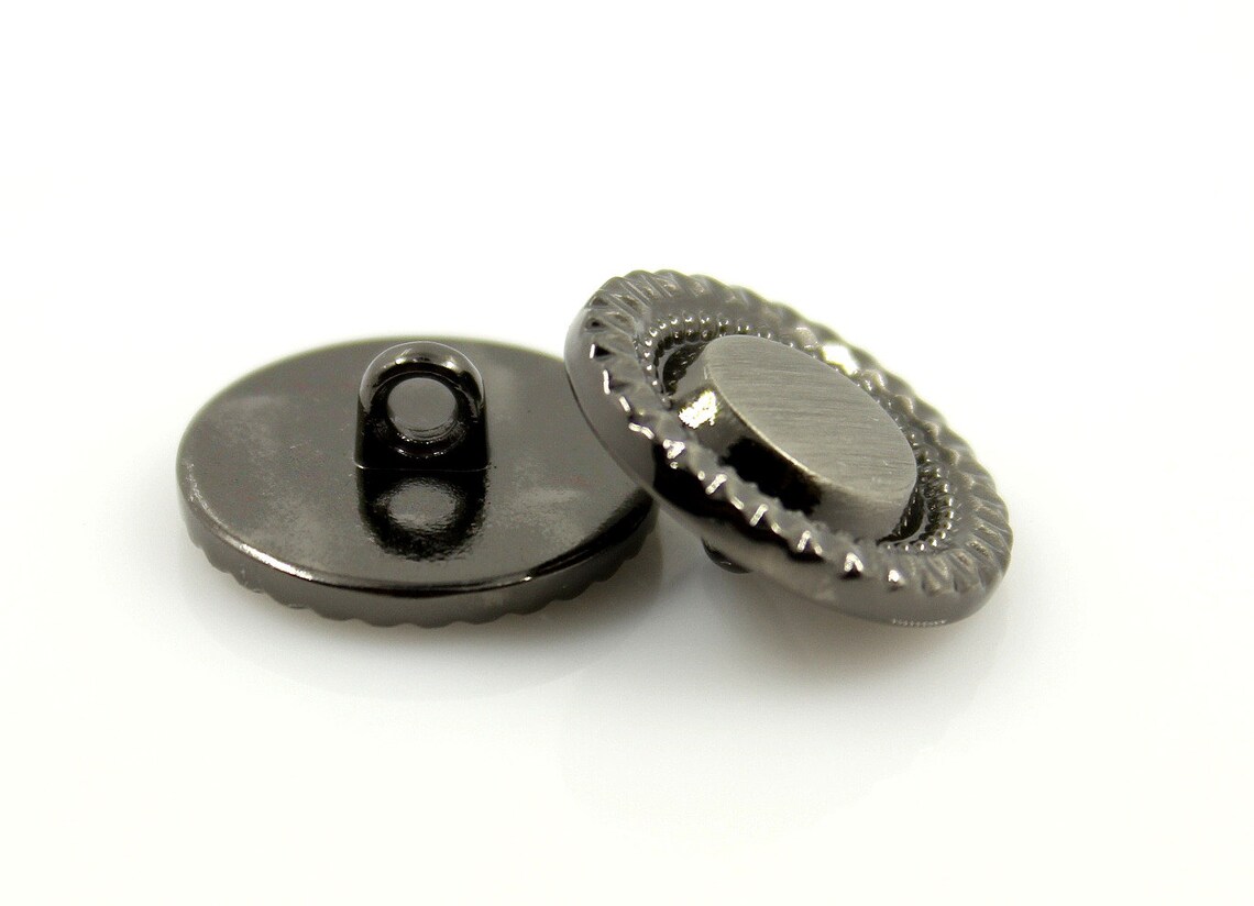 Metal Buttons Shiny Gunmetal Crown Gear Metal Shank Buttons | Etsy