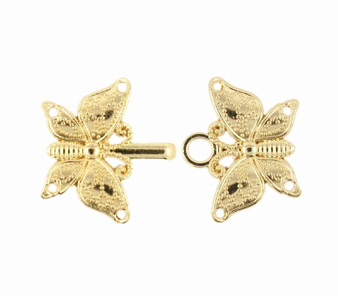 HOOK and EYE Fasteners - Butterfly Cloak Clasp Gold Fasteners. 5 Pairs ...