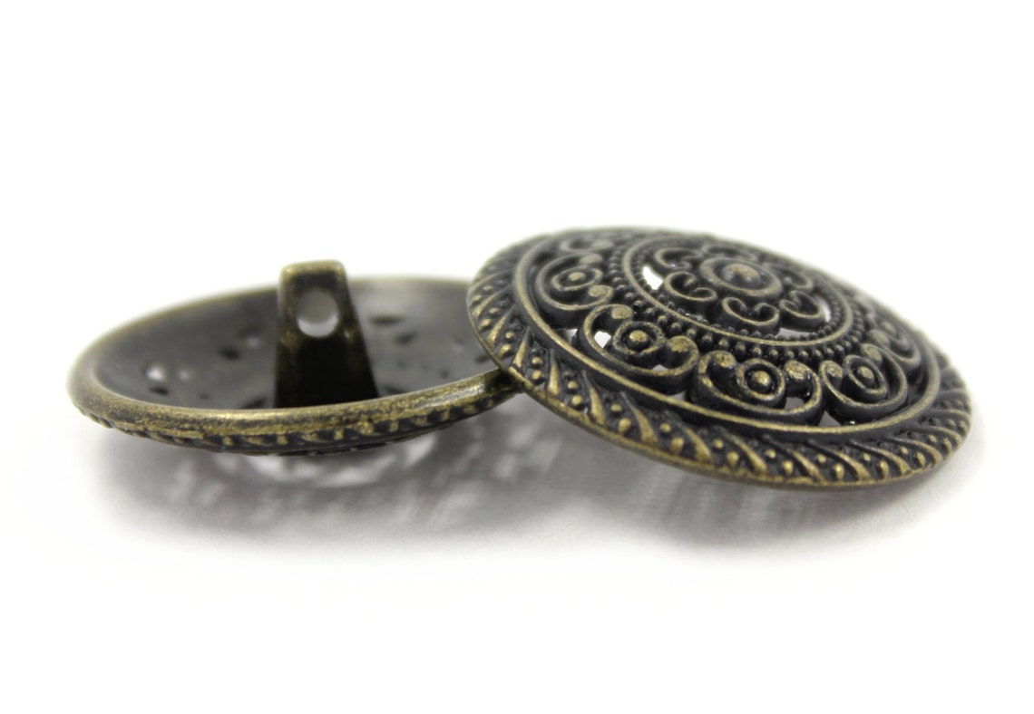 Metal Buttons Metal Lacework Filigree Antiqued Brass Metal - Etsy