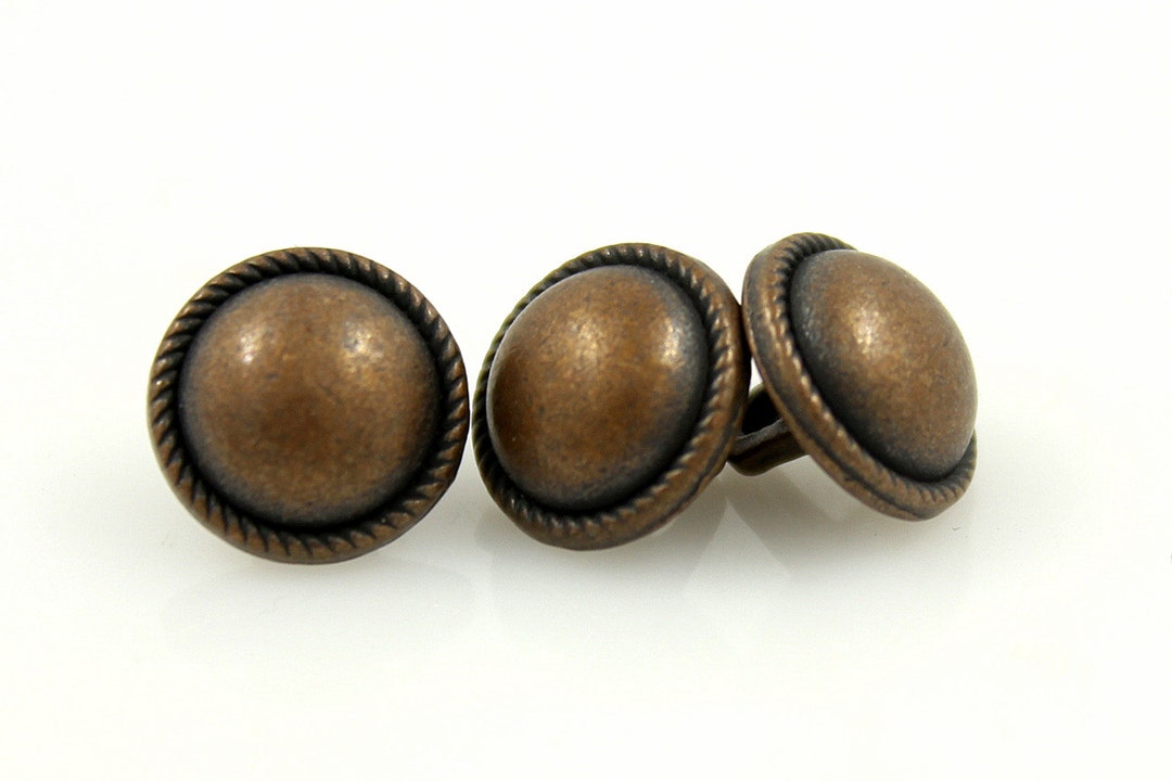 Metal Buttons - Copper Domed Metal Shank Buttons - 10mm - 3/8 Inch - 6 ...