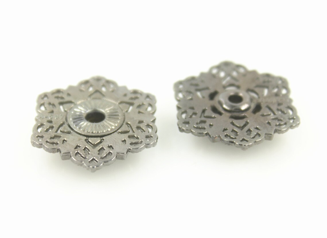 Hexagonal Filigree Metal Snap Buttons in Gunmetal Color 21mm | Etsy