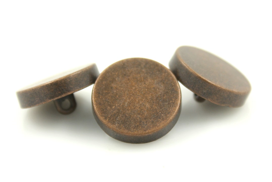 Metal Buttons - Thick Antique Copper Metal Shank Buttons - 19mm - 3/4 ...