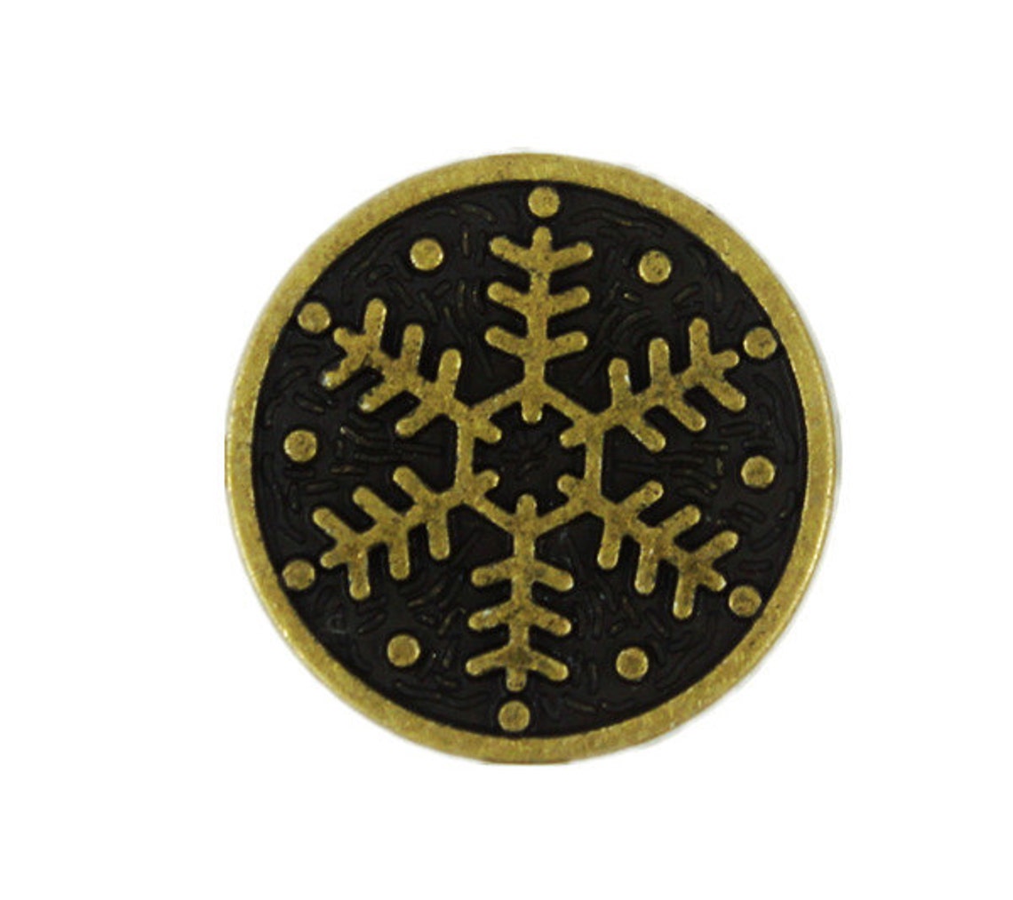 Snowflake Metal Buttons Snowflake Pattern Antique Brass - Etsy