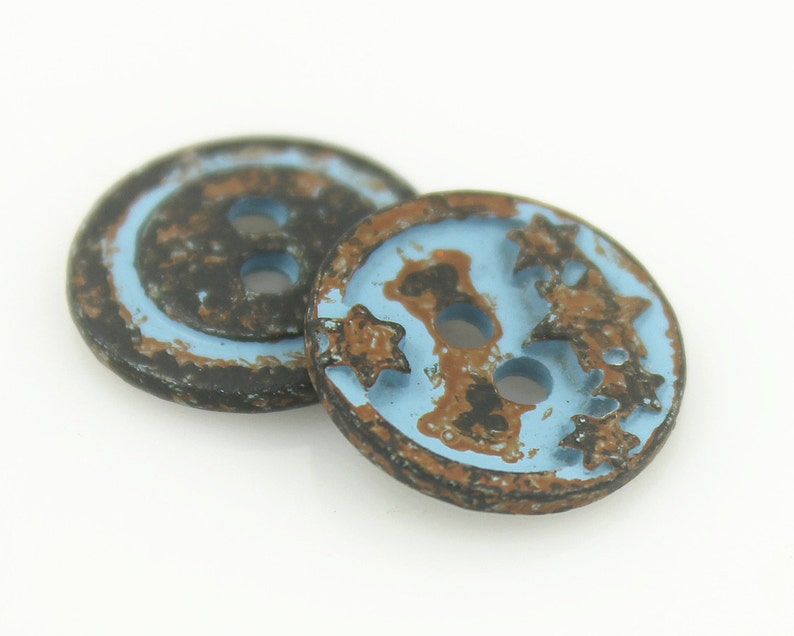 Metal Buttons Blue Patina Little Stars Metal Hole Buttons | Etsy