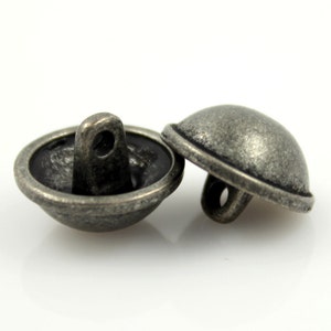 Metal Buttons - Antique Silver Domed Metal Shank Buttons - 15mm - 5/8 ...