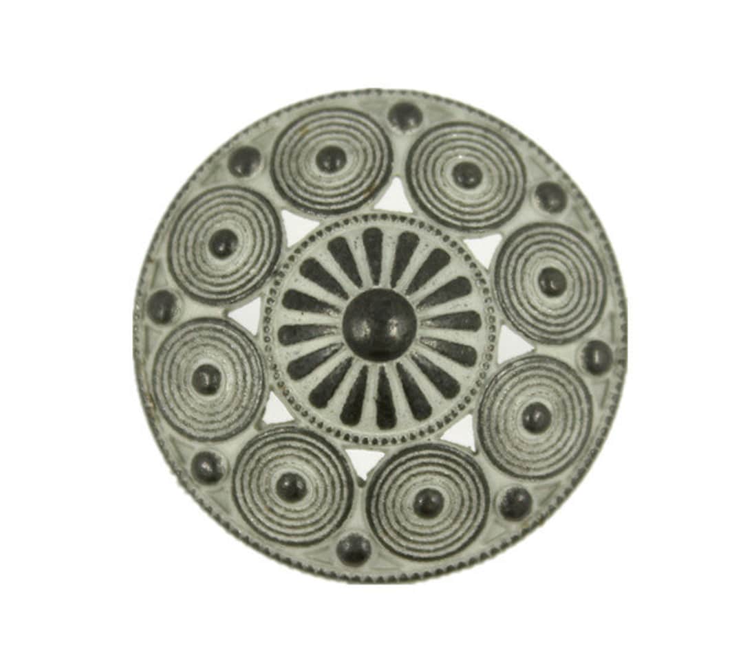 Metal Buttons - Fancy Openwork Conical Metal Shank Buttons in Gunmetal ...