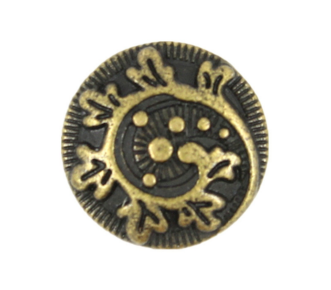 Metal Buttons - Antiqued Brass Swirl Fern Metal Shank Buttons - 11mm ...