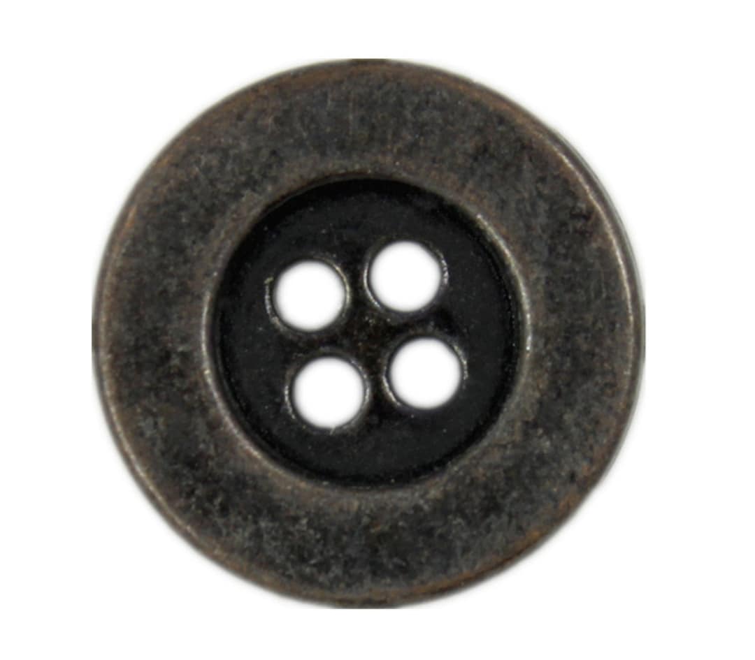Metal Buttons - Raised Edge Dark Gunmetal Metal Hole Buttons - 20mm - 3 ...