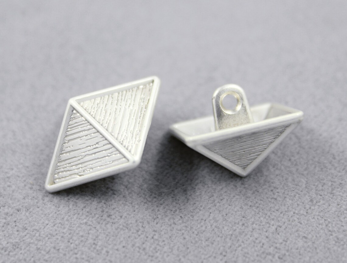 Metal Buttons Square Cone Matte Silver Metal Shank Buttons | Etsy