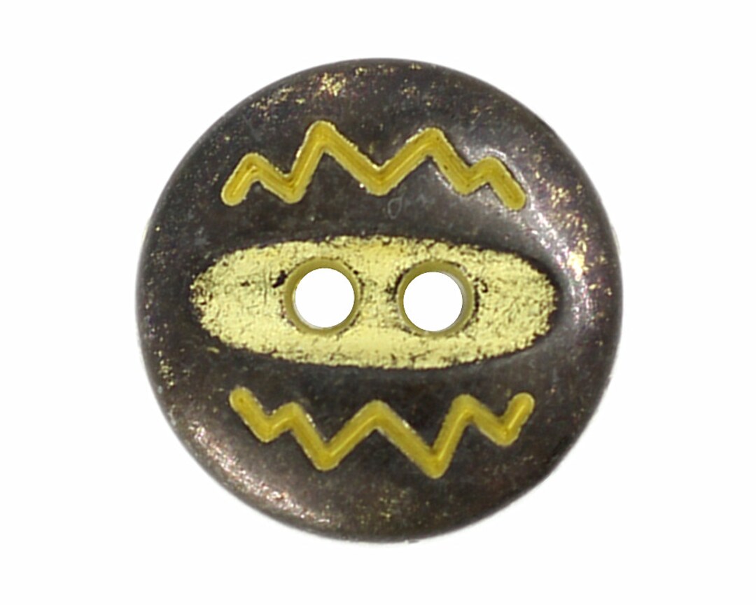 Metal Buttons - Zig-zag Pattern Metal Hole Buttons , Gunmetal Yellow ...