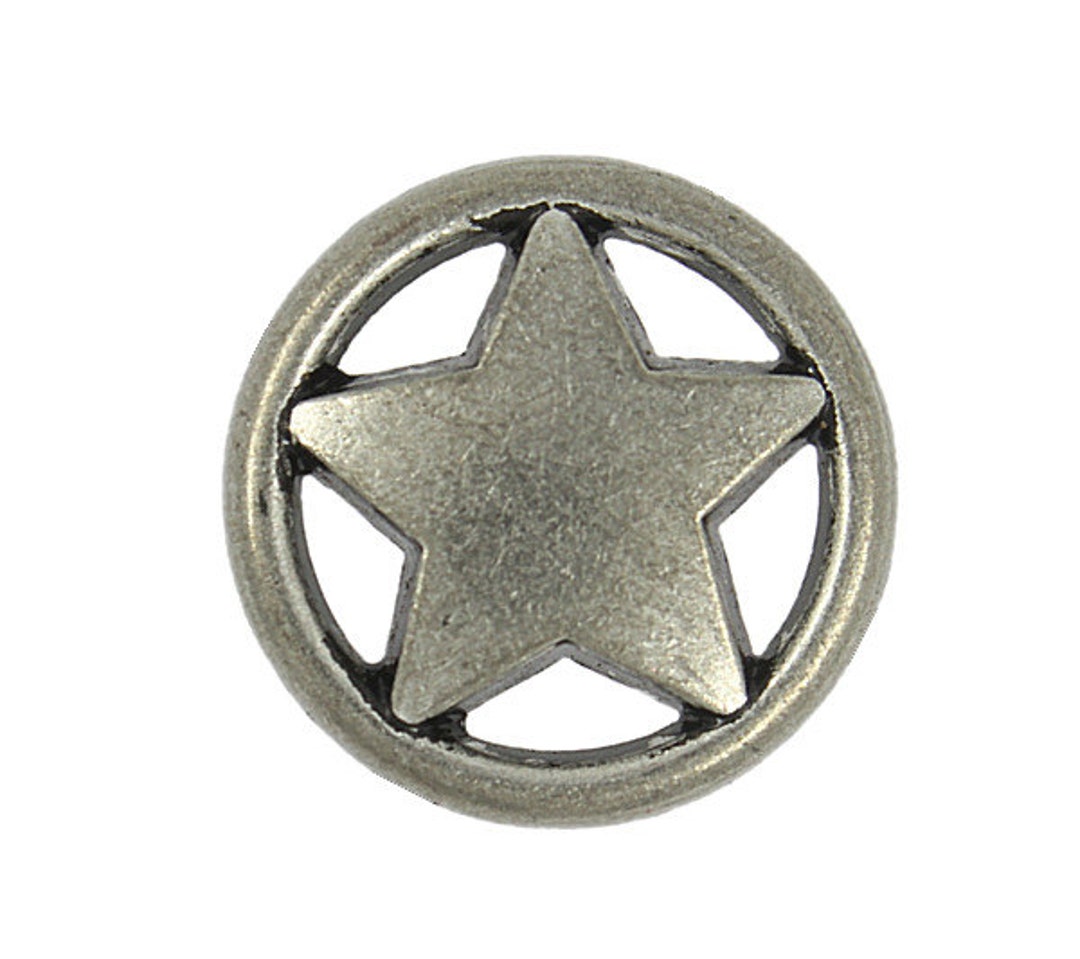 Metal Buttons - Ring and Star Silver Black Metal Shank Buttons - 23mm ...