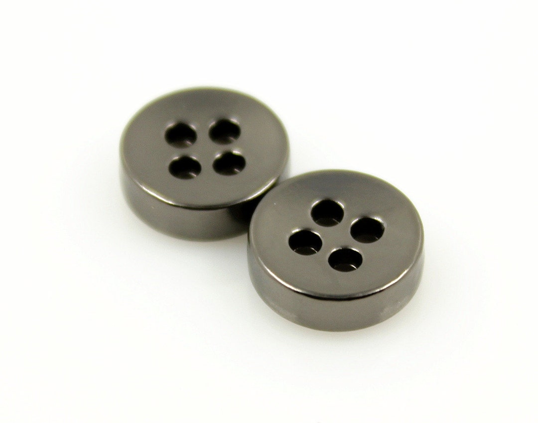 Metal Buttons - Thick Pearlized Gunmetal Metal Hole Buttons - 11mm - 7/ ...