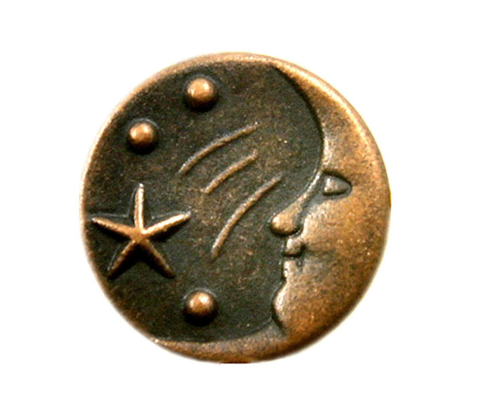 Metal Buttons Smile Moon and Stars Copper Color Metal Shank - Etsy