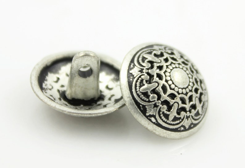 Metal Buttons Medieval Filigree Retro Silver Metal Shank - Etsy