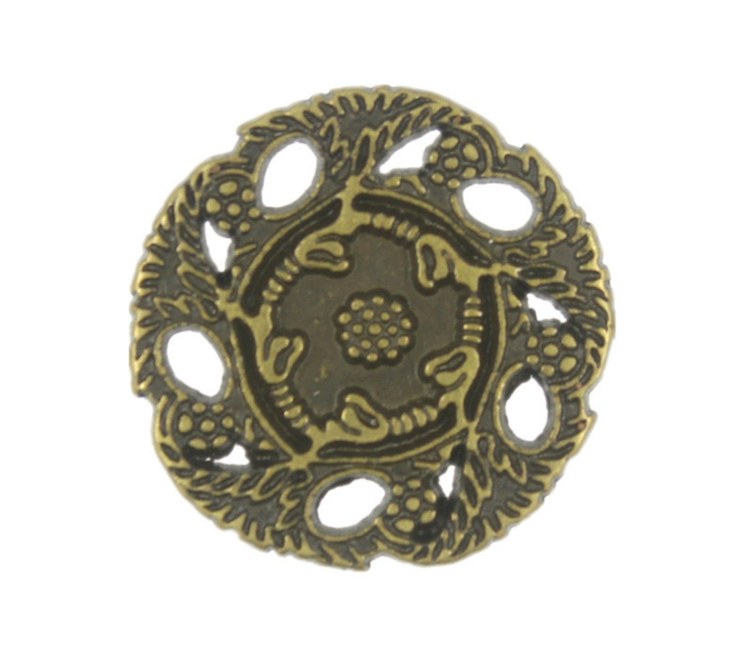 Flower Metal Buttons - Flower Vine Openwork Antique Brass Color Metal ...